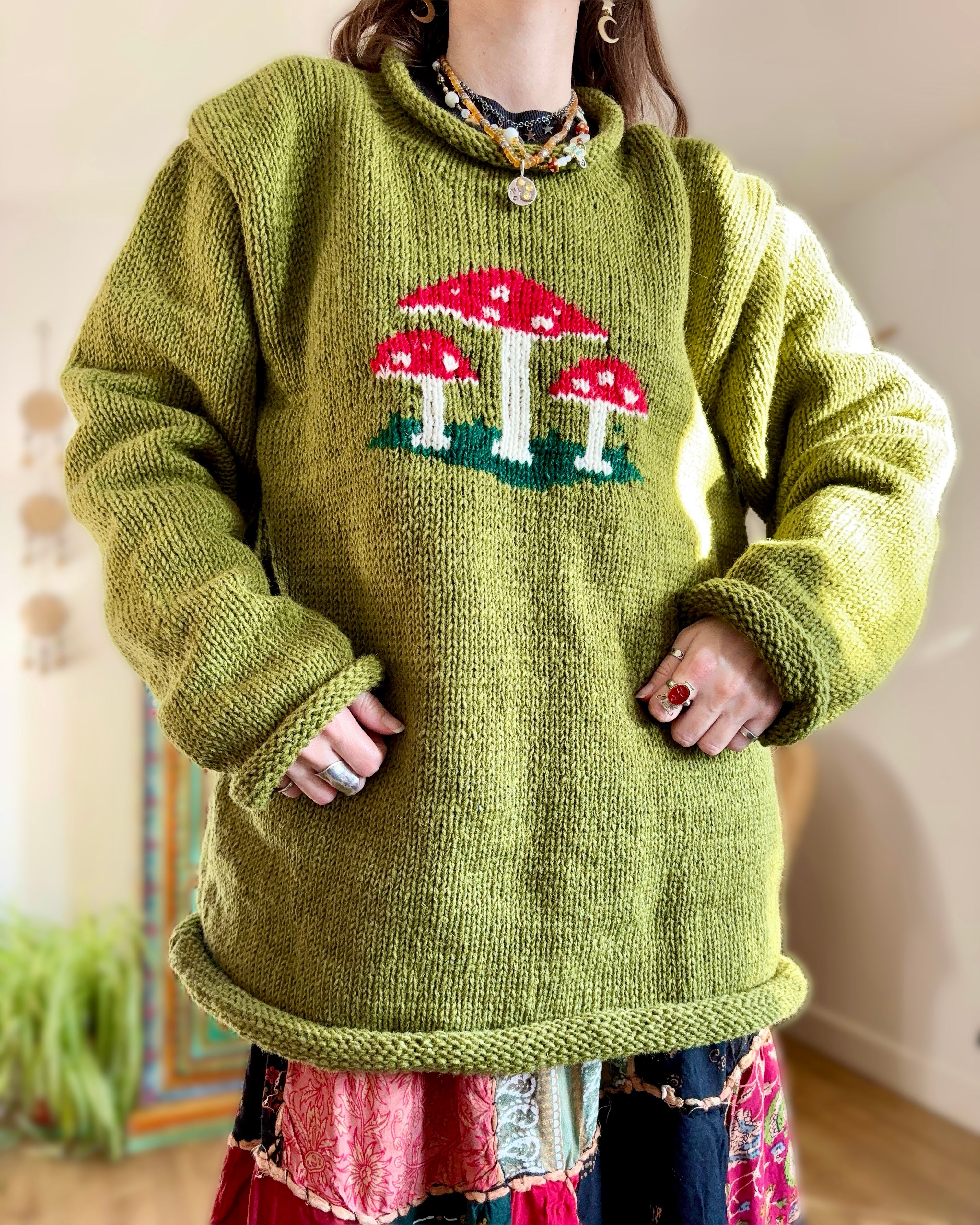 Green Mushroom Knitted Wool Jumper – EthicalRoots